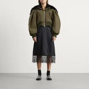 Simone Rocha Cropped Split Faux Fur Hood Bomber Jacket
