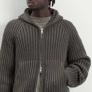 Our Legacy Stripe Dry Merino Wool Level Hood - Sage