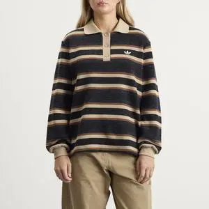 Adidas Striped Polo Knit Jumper - Black