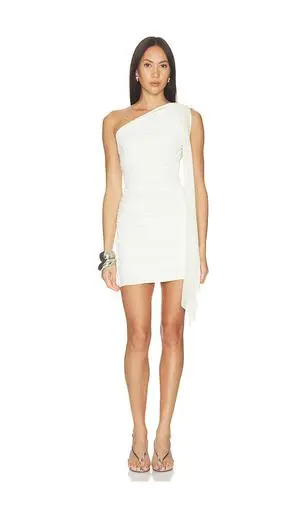 MIMCHIK One Shoulder Chiffon Tie Mini Dress