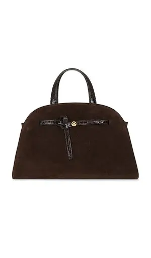 Tory Burch Romy Suede Bauletto Bag In Chocolate