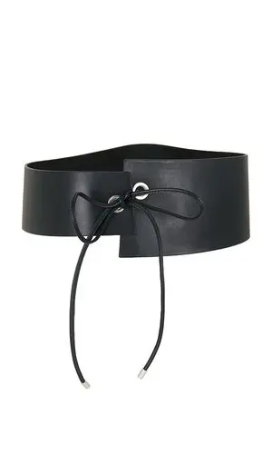 ST. AGNI Leather Asymmetric Belt - Black