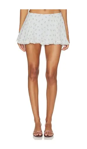 MIRROR PALAIS Silk Chiffon Floral Mini Skirt