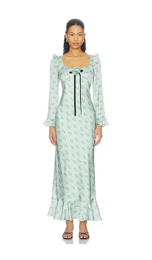 MAUDE CLUB Florence Satin Midi Dress