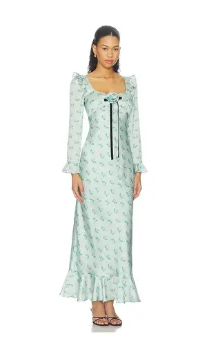 MAUDE CLUB Florence Satin Midi Dress