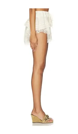 KETTEL ATELIER Layered Lace Trim Muslin Shorts