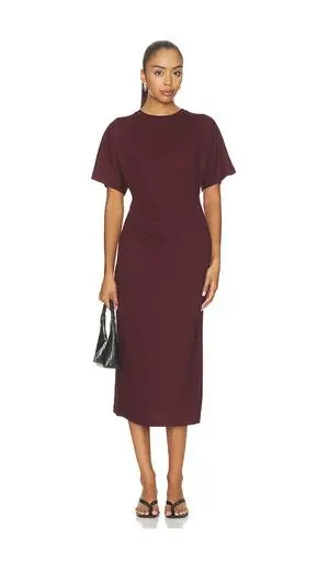 Vince Short Sleeve Side Ruched Dress - Black Rose