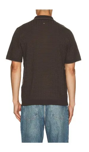 Rag & Bone Harvey Rib Polo Shirt In Brown
