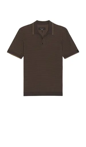 Rag & Bone Harvey Rib Polo Shirt In Brown