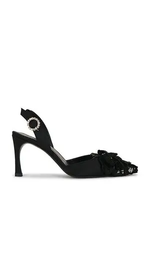ROTATE BY BIRGER CHRISTENSEN Slingback High Heel Flower Satin Mule