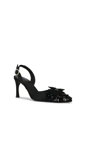 ROTATE BY BIRGER CHRISTENSEN Slingback High Heel Flower Satin Mule