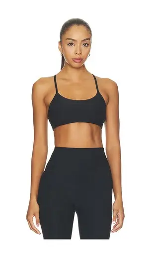 Beyond Yoga Spacedye Minimal Sports Bra In Black - Darkest Night