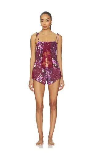 Free People X Intimately Up At Dawn Sleep Set In Burgundy