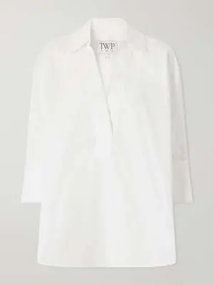 TWP V-neck Cotton-poplin Shirt