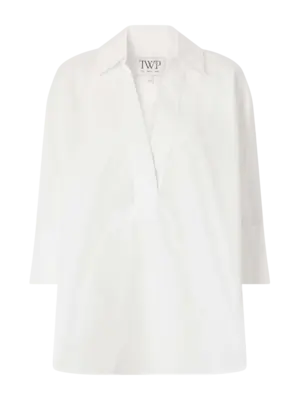 TWP V-neck Cotton-poplin Shirt - White