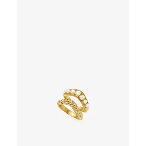 MISSOMA Pearl Baya 18ct Yellow Plated Brass Stacking Ring Set