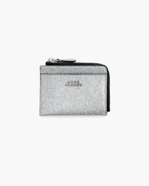 Marc Jacobs The Coated Glitter Everyday Top Zip Wallet - Silver