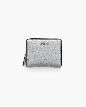 Marc Jacobs The Coated Glitter Everyday Slim Compact Wallet - Silver