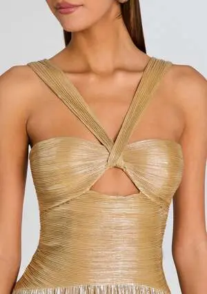 Retrofete Solace Liquid Lamé Halter Gown