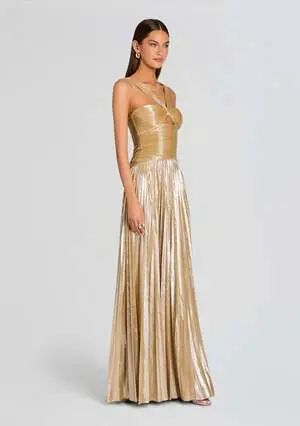 Retrofete Solace Liquid Lamé Halter Gown