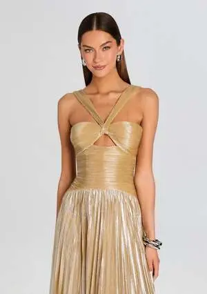 Retrofete Solace Liquid Lamé Halter Gown