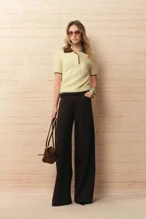 Fabrique Hani Hand Crochet Polo Knit Top