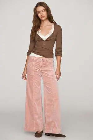 PILCRO Nico Corduroy Mid-rise Flare Jeans - Peach