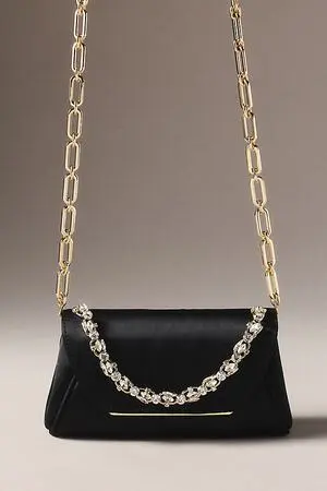Badgley Mischka Seraphina Satin Clutch With Crystal Handslip