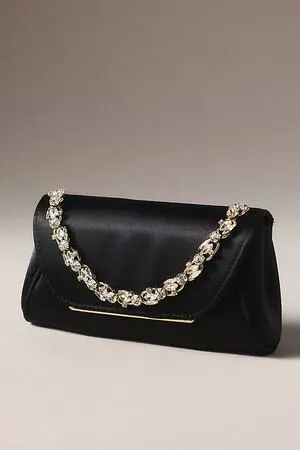 Badgley Mischka Seraphina Satin Clutch With Crystal Handslip