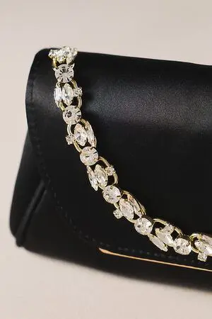 Badgley Mischka Seraphina Satin Clutch With Crystal Handslip