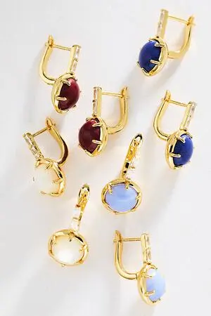Anthropologie Gemstone Drop Earrgs - Blue Agate