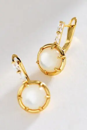 Anthropologie Gemstone Drop Earrgs Opal