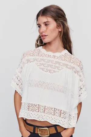 Anthropologie Sheer Mock Neck Boxy Top