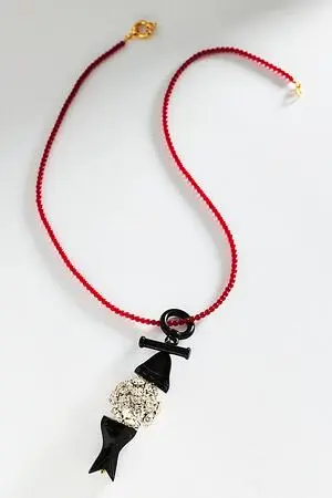 Timeless Pearly Beaded Fish Necklace - Multi