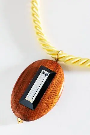 Timeless Pearly Corded Wood Necklace