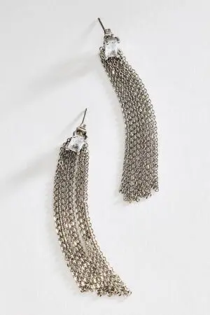 Anthropologie Crystal Frge Drop Earrgs - Silver