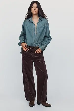 PILCRO Lex Mid-rise Corduroy Barrel Jeans - Fudge