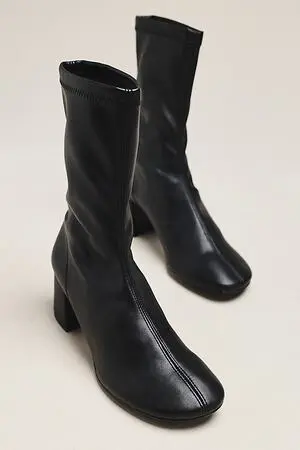 Maeve Block Heel Sock Boots - Black