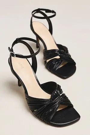 Maeve Leather Cross Ankle-strap Heeled Sandals - Black