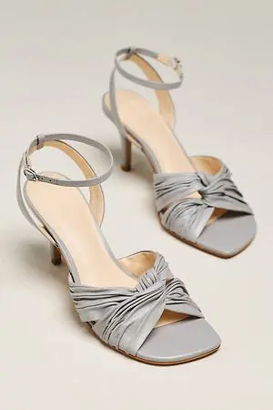 Maeve Leather Cross Ankle-strap Heeled Sandals - Grey