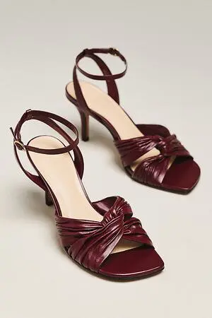 Maeve Maeve Leather Cross Ankle-Strap Heeled Sandals Red