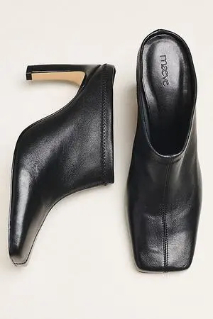 Maeve Square-toe Mule Heels - Black