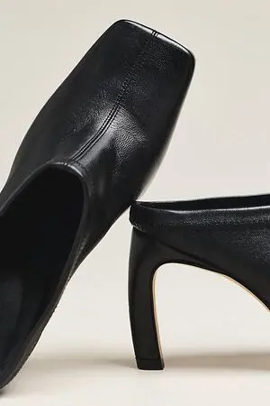 Maeve Square-toe Mule Heels - Black