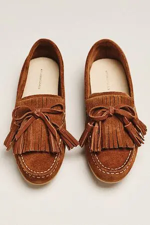 Anthropologie Tassel Suede Moccasins