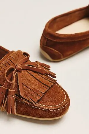 Anthropologie Tassel Suede Moccasins