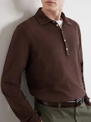 Massimo Alba Raya Cotton-jersey Polo Shirt - Brown