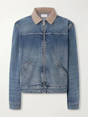 FRAME Corduroy-trimmed Cotton And Lyocell-blend Denim Jacket