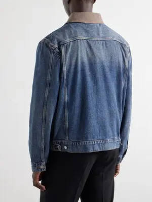 FRAME Corduroy-trimmed Cotton And Lyocell-blend Denim Jacket