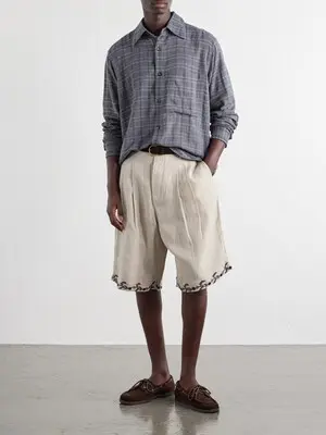 KARTIK RESEARCH Checked Cotton And Silk-blend Shirt