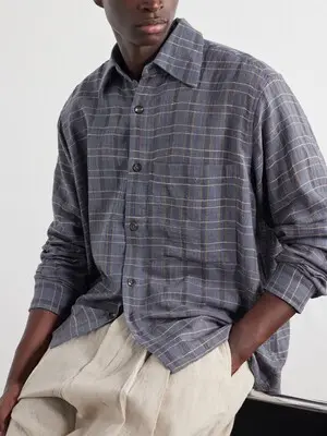 KARTIK RESEARCH Checked Cotton And Silk-blend Shirt